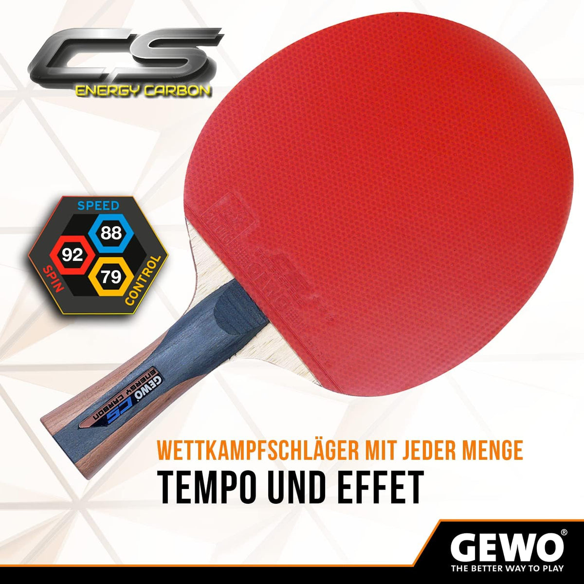 GEWO CS Energy Carbon Pre-Assembled Table Tennis Racket | eTableTennis