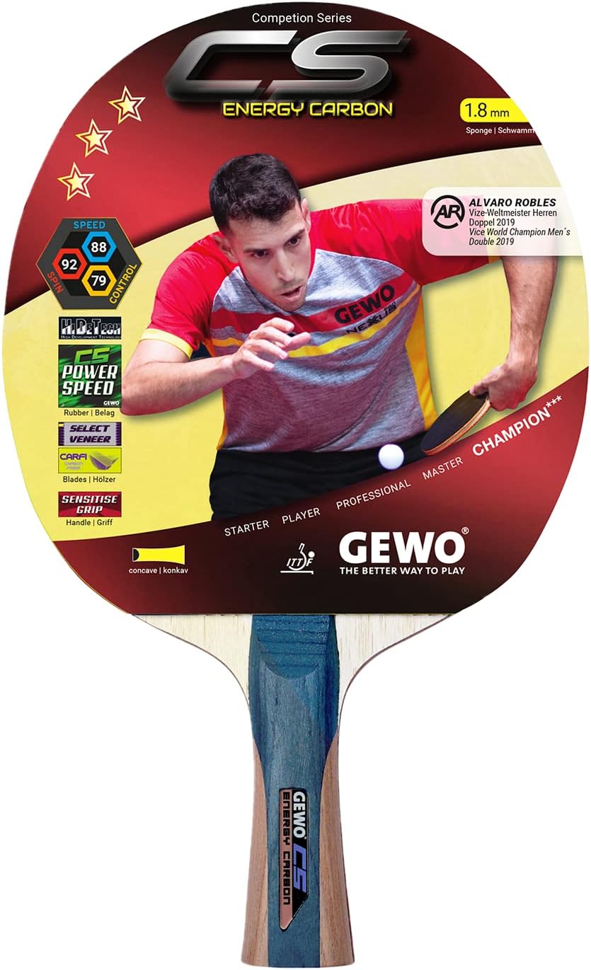 GEWO CS Energy Carbon Pre-Assembled Table Tennis Racket | eTableTennis